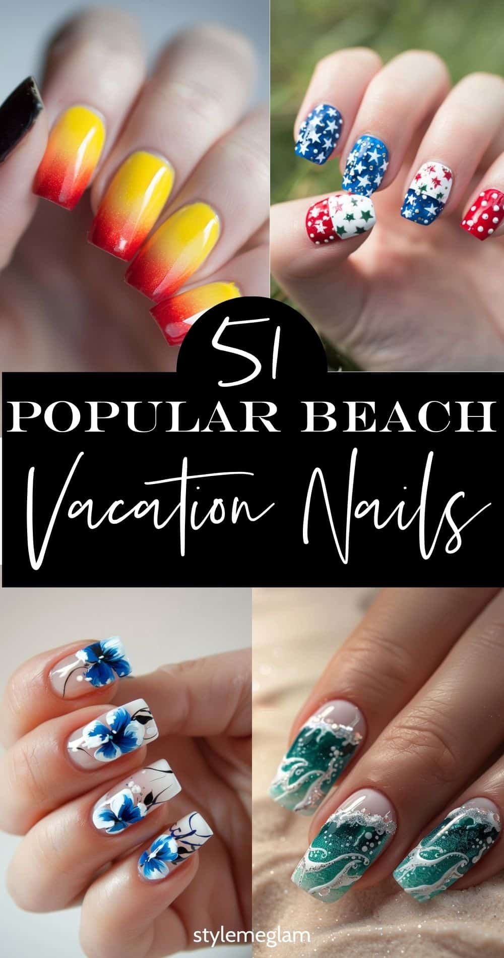 51 Popular Beach Vacation Nails for 2025