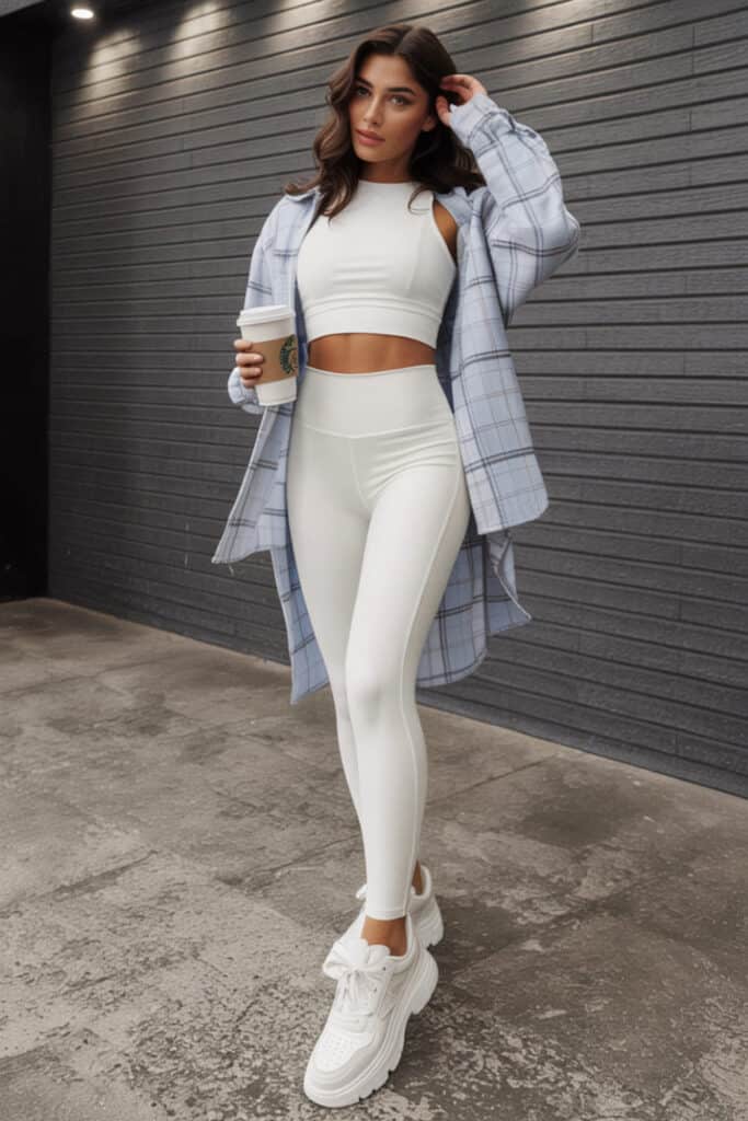 Cute White Legging Outfits (for Yoga, Coffee Run and All-White Outfits)